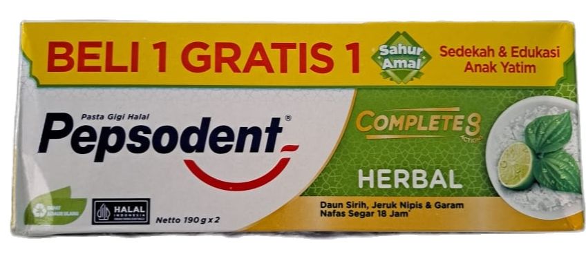 Pepsodent Complete 8 Herbal - 190 Gram/ twins pack / Odol Pepsodent ...