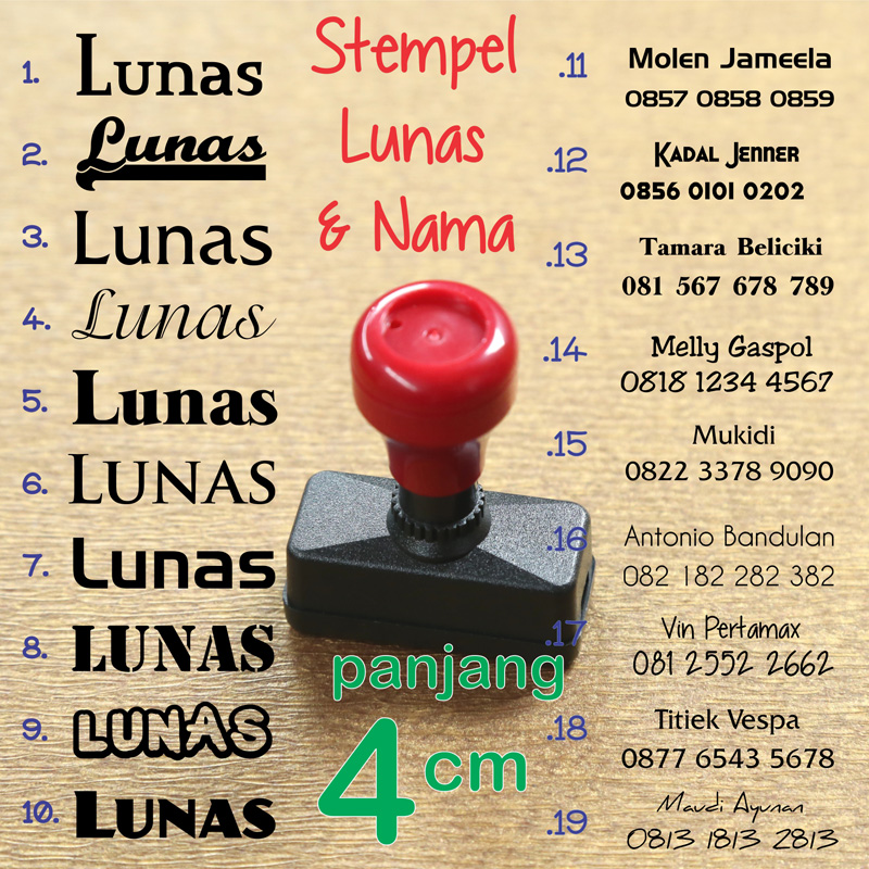 stempel lunas nama no hp flash warna custom stamp otomatis | Lazada ...