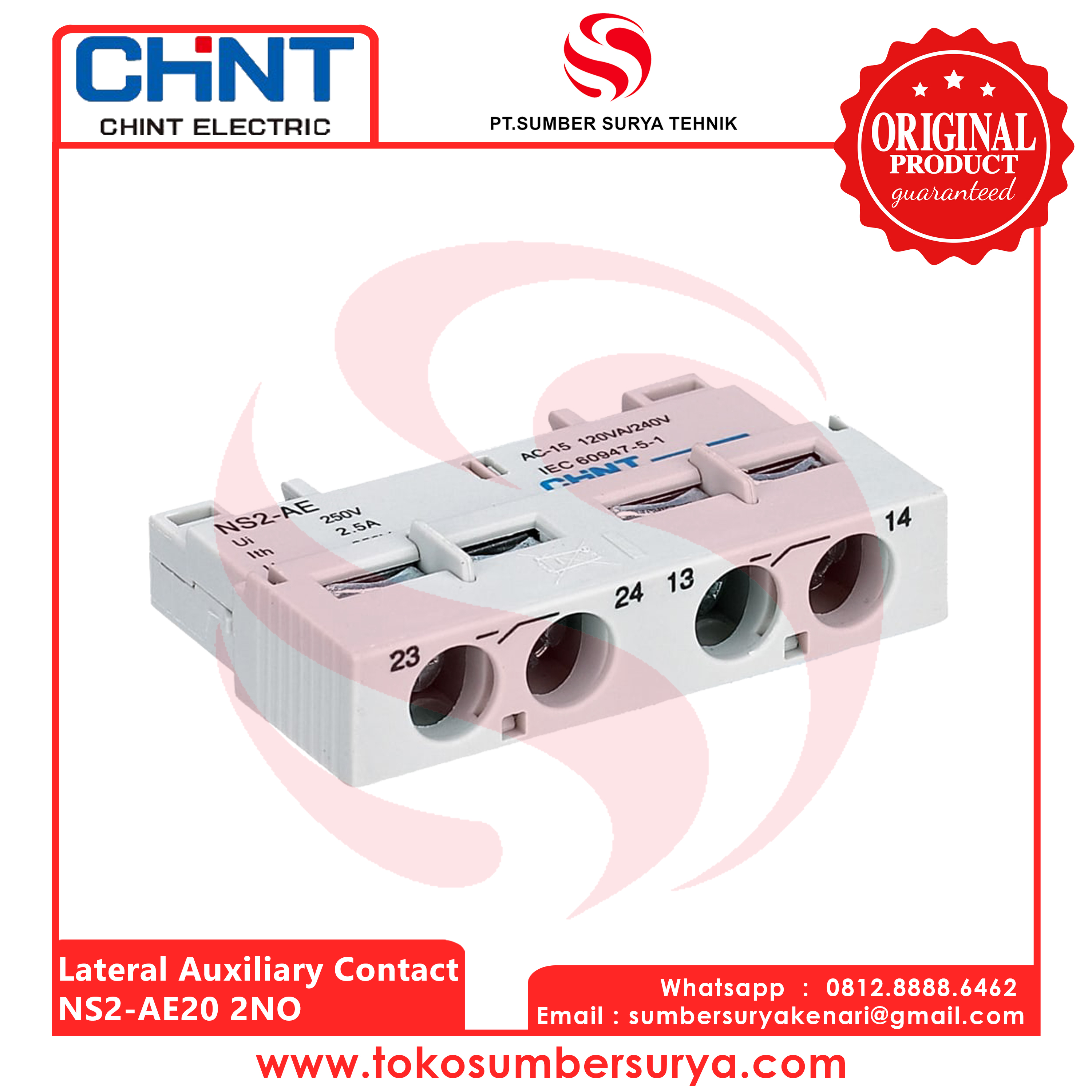 Kontak Bantu / Lateral Auxiliary contact NS2 AE20 / NS2AE20 CHINT ...