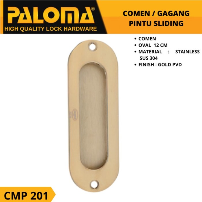 PALOMA CMP 201 HANDLE PINTU SLIDING OVAL 12 CM COMEN TANAM GESER GOLD | Lazada Indonesia