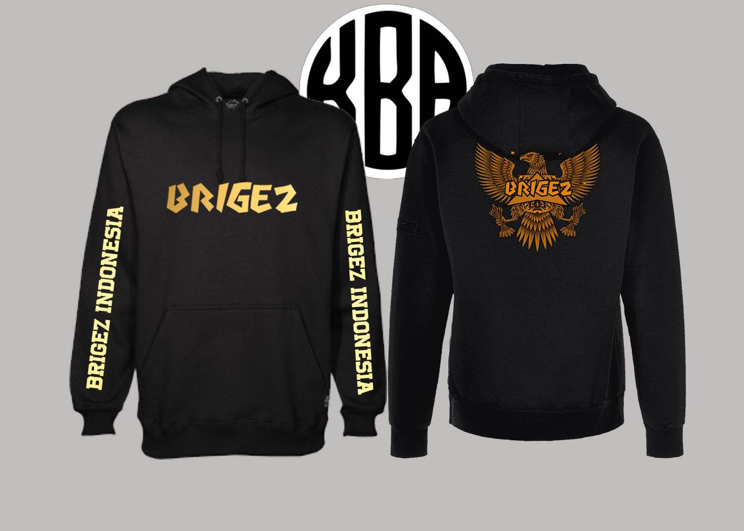 Jaket Hoodie Pria Brigez Indonesia warna gold belakang lambang garuda ...