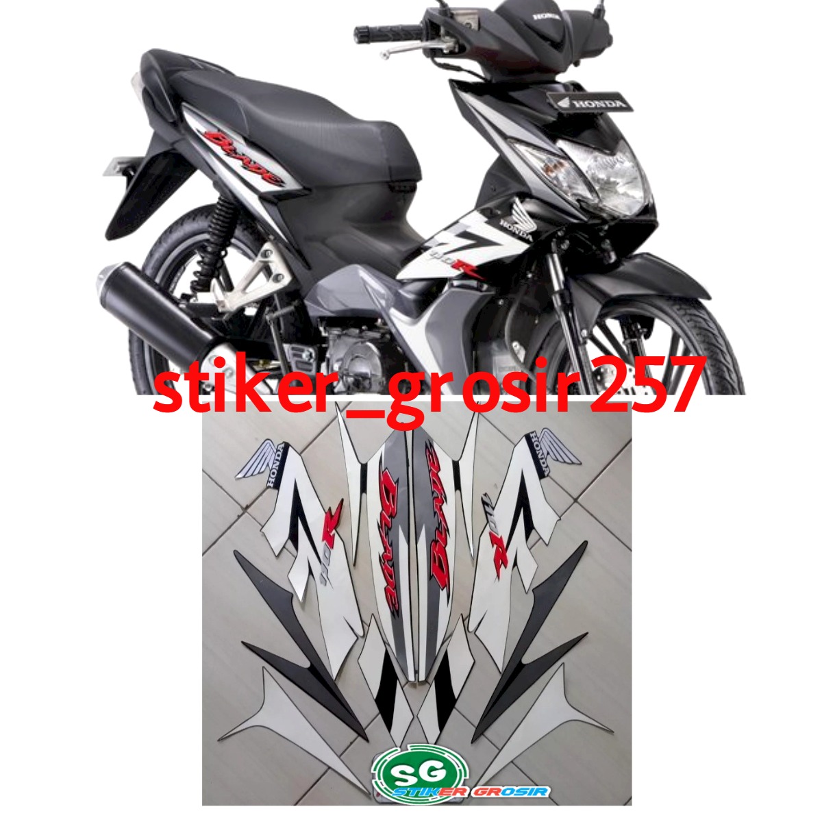 STIKER STRIPING LIS LES POLET BODY HONDA BLADE 2009 2010 HITAM(PUTIH ...