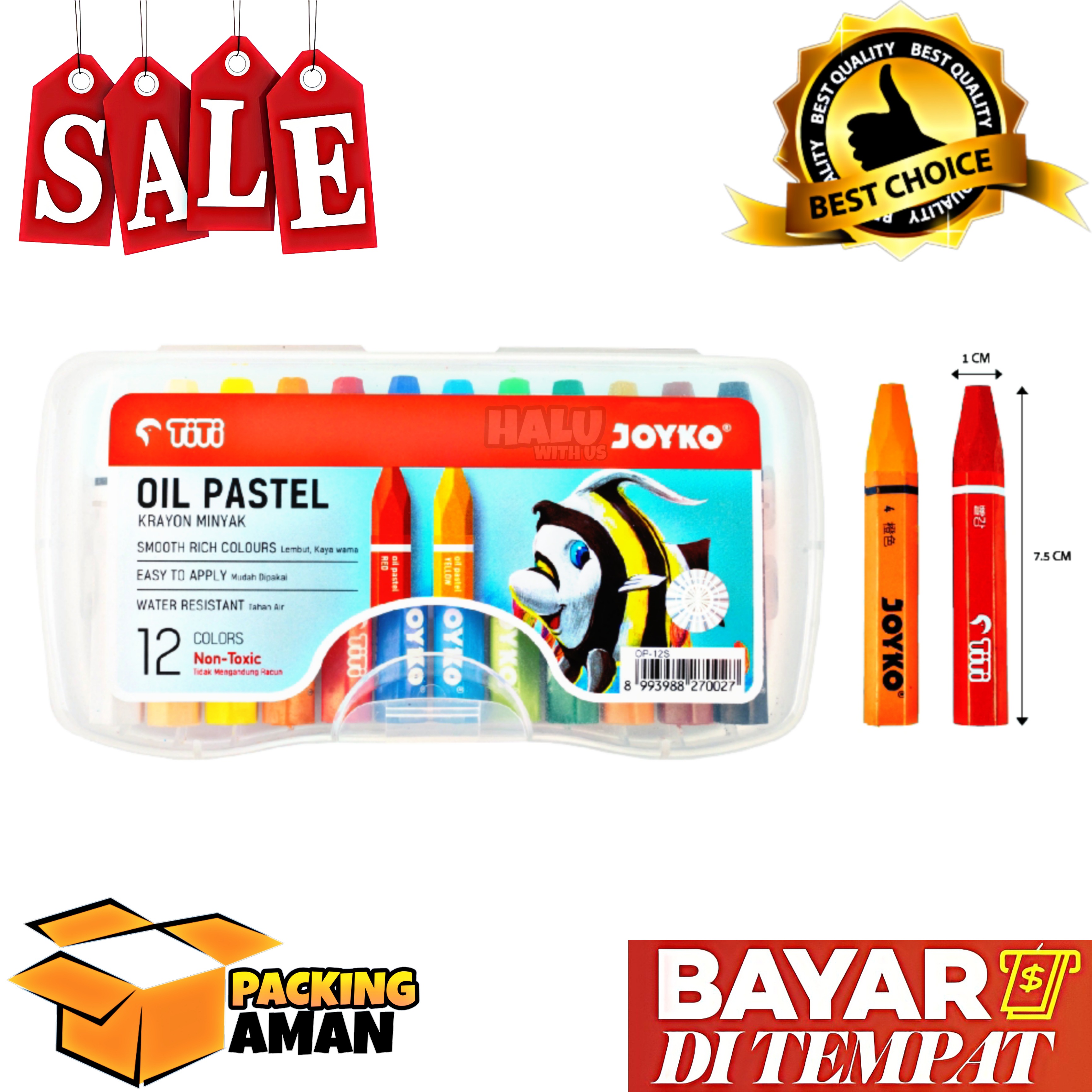 (BISA COD) PROMO 1 Set Oil Pastel Crayon / Krayon Minyak / Alat Mewarnai Joyko TiTi OP-12S 12 ...