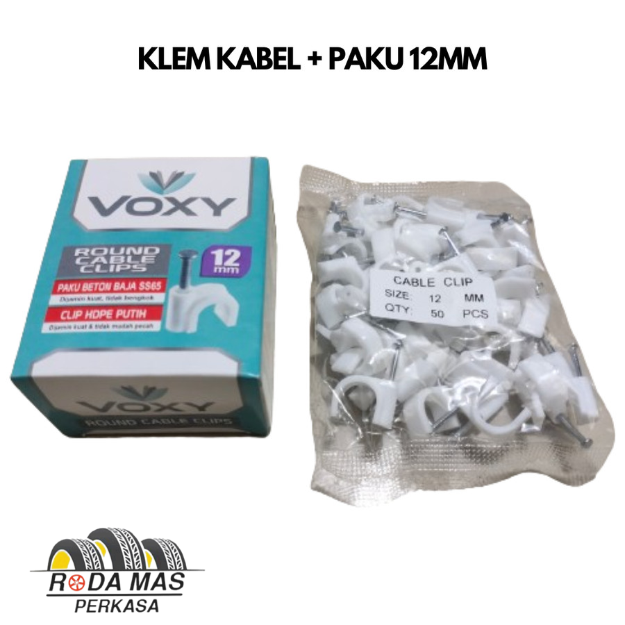 Rm - Klem Kabel Listrik + Paku Beton 12mm 12 mm Voxy Putih Clip Cable ...