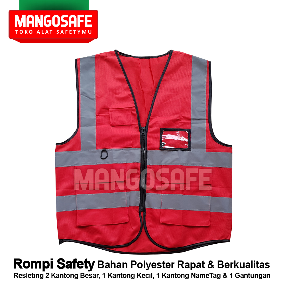 Rompi Proyek Polyester Zipper Merah K3 Safety Dual Scothlite Double ...