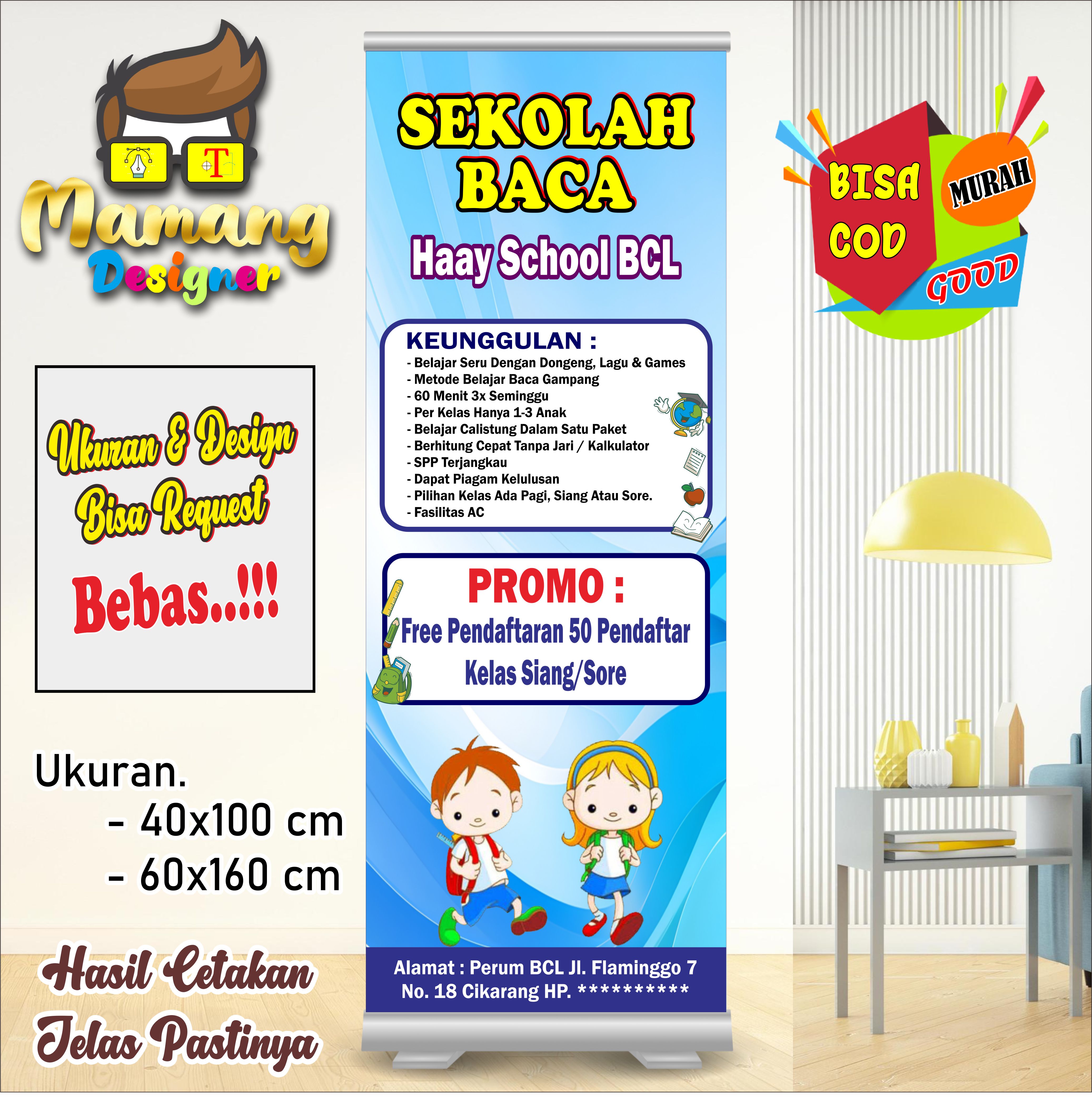 Custom Banner Spanduk MMT Sekolah Baca atau Bimbingan Belajar bb ...