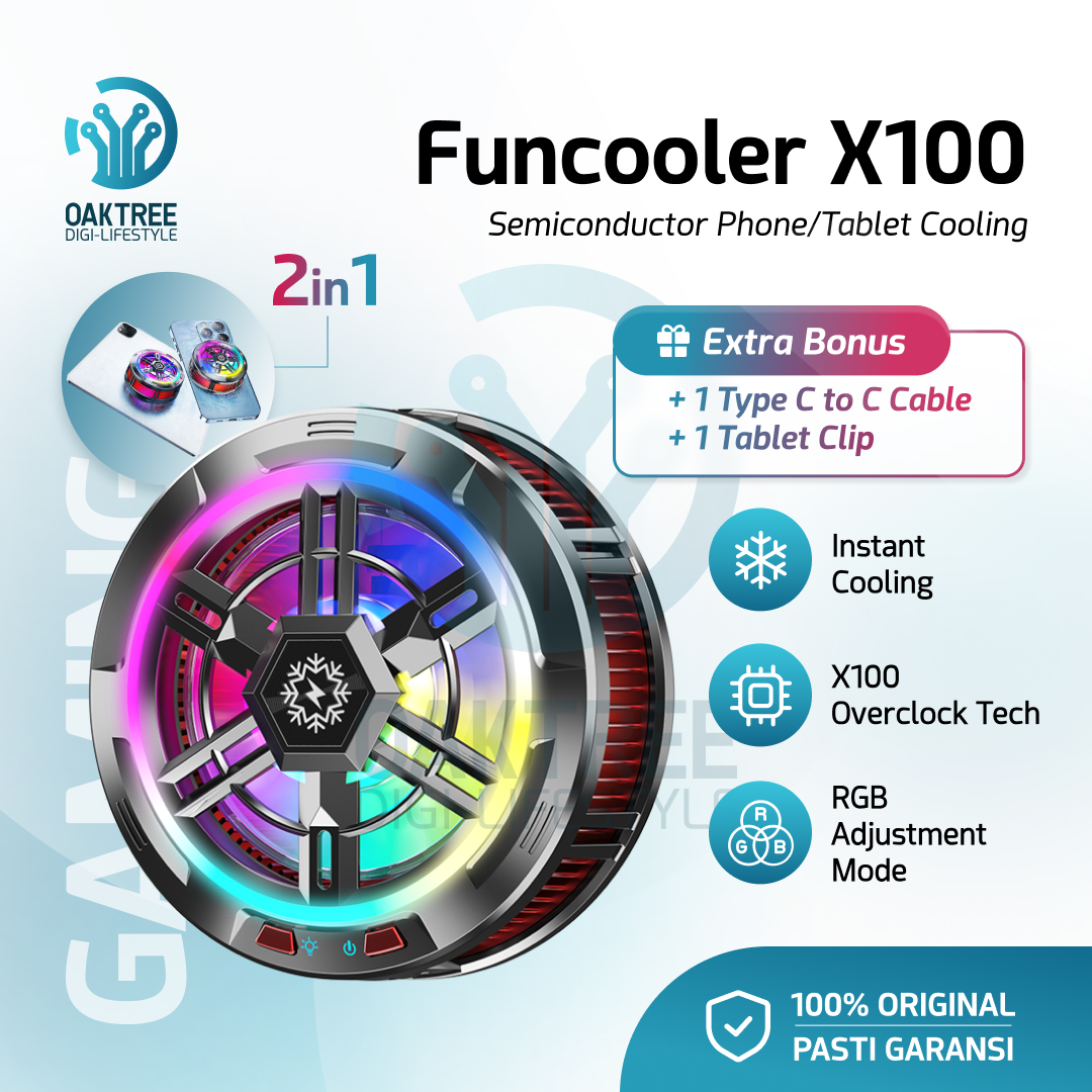 Oaktree Funcooler X100 Fan Cooler HP Pendingin HP Tablet Cooling Fan ...