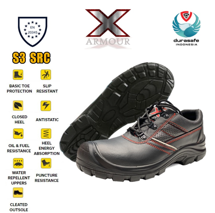 Sepatu Safety Pria ARMOUR X S3 SRC Composite Toe Cap Safety Shoe Kevlar ...