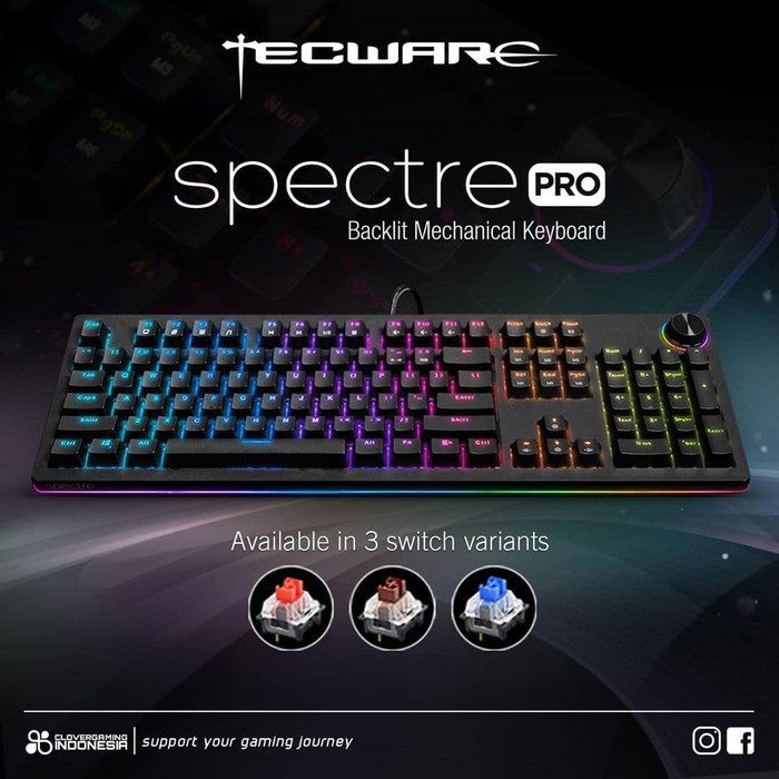 Tecware Spectre Pro RGB - Mechanical Gaming Keyboard Red Blue Brown ...