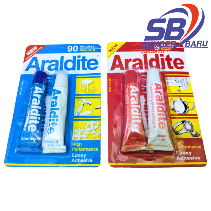 SB Lem Besi Araldite Epoxy Rapid Resin Merah 5 Menit Biru 90 Menit ...