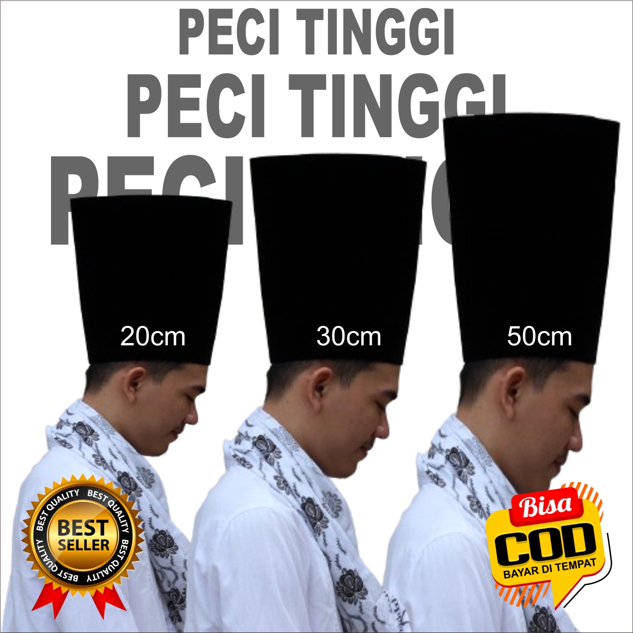 Peci Songkok Kopiah Hitam Tinggi 20 30 50cm - Peci Hitam Madura ...