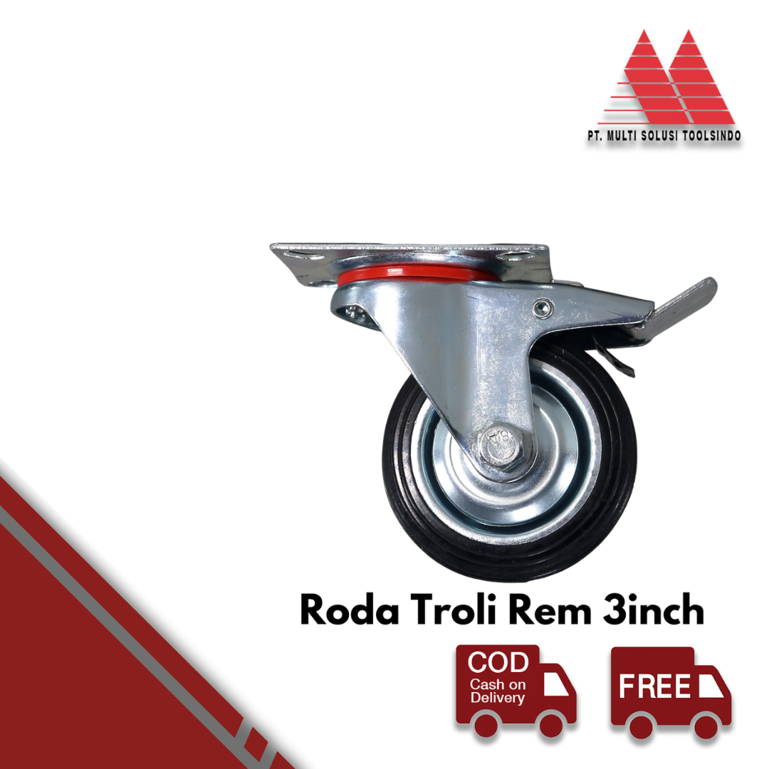 Roda Troly 3 inch Karet Caster Model Hidup Rem Mati Satuan | Lazada ...