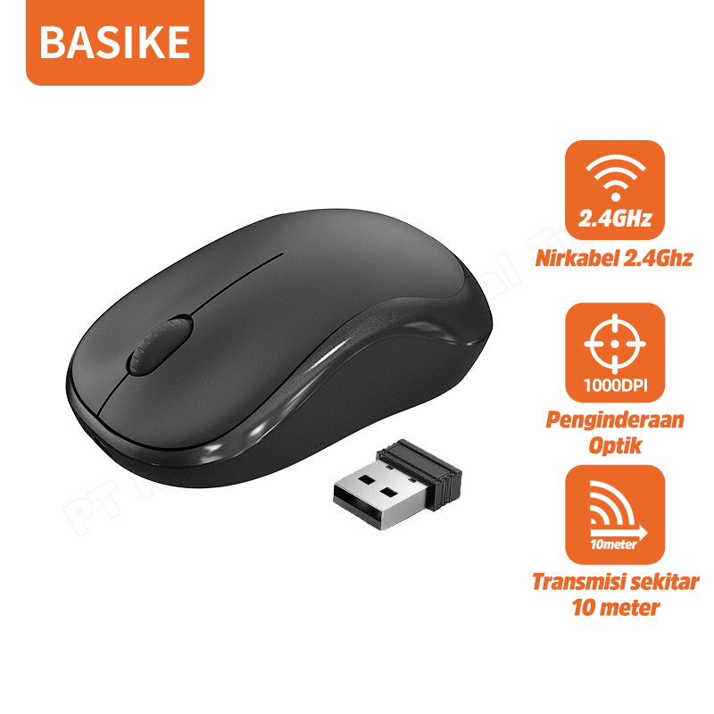 BASIKE Murah Mouse Wireless 2.4Ghz 1000DPI Wireless Silent Click Ultra ...
