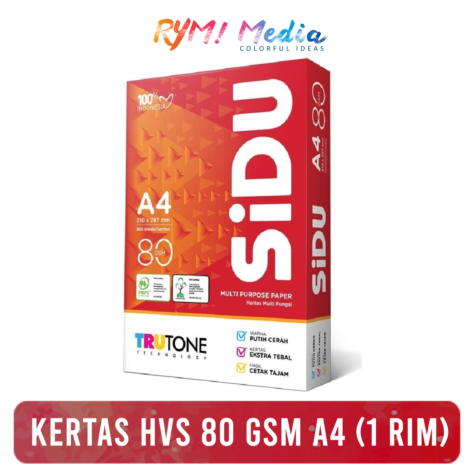 Kertas HVS 80 gsm A4 1 RIM / 500 lbr Fotocopy Print SIDU PAPERONE gram | Lazada Indonesia