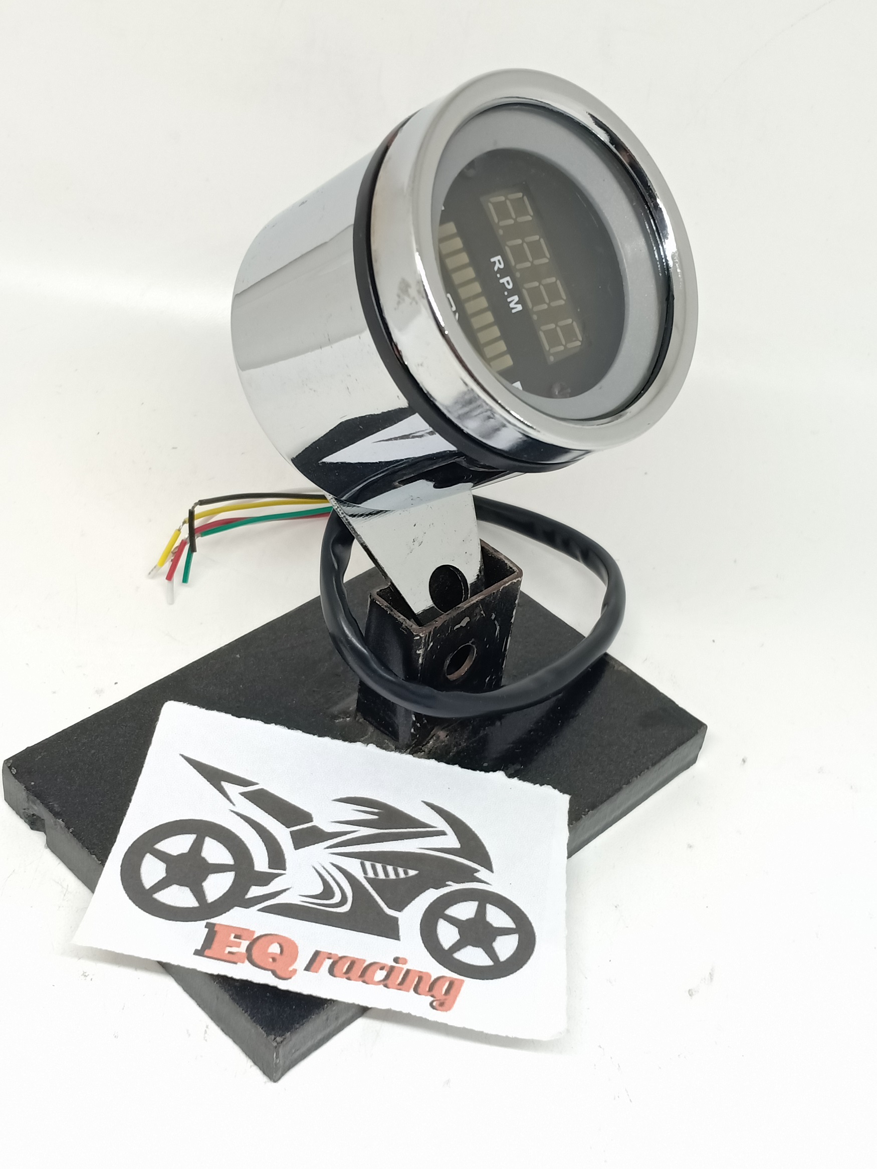 Spidometer Bulat chrom rpm Amper bensin LED universal semua motor ...