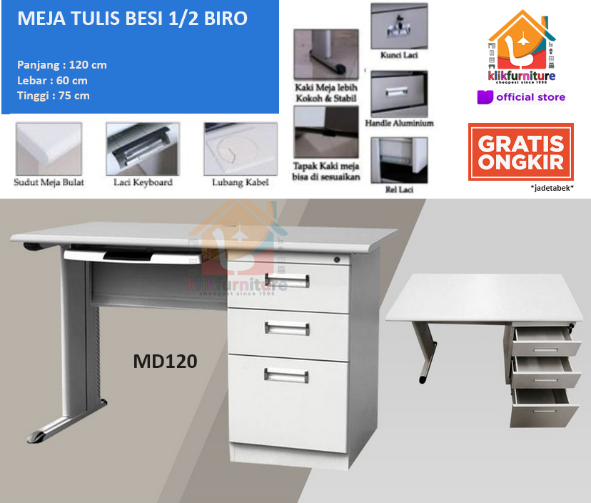 Meja Tulis Besi Meja Kantor Besi Meja Kerja Rangka Besi MD120 | Lazada ...