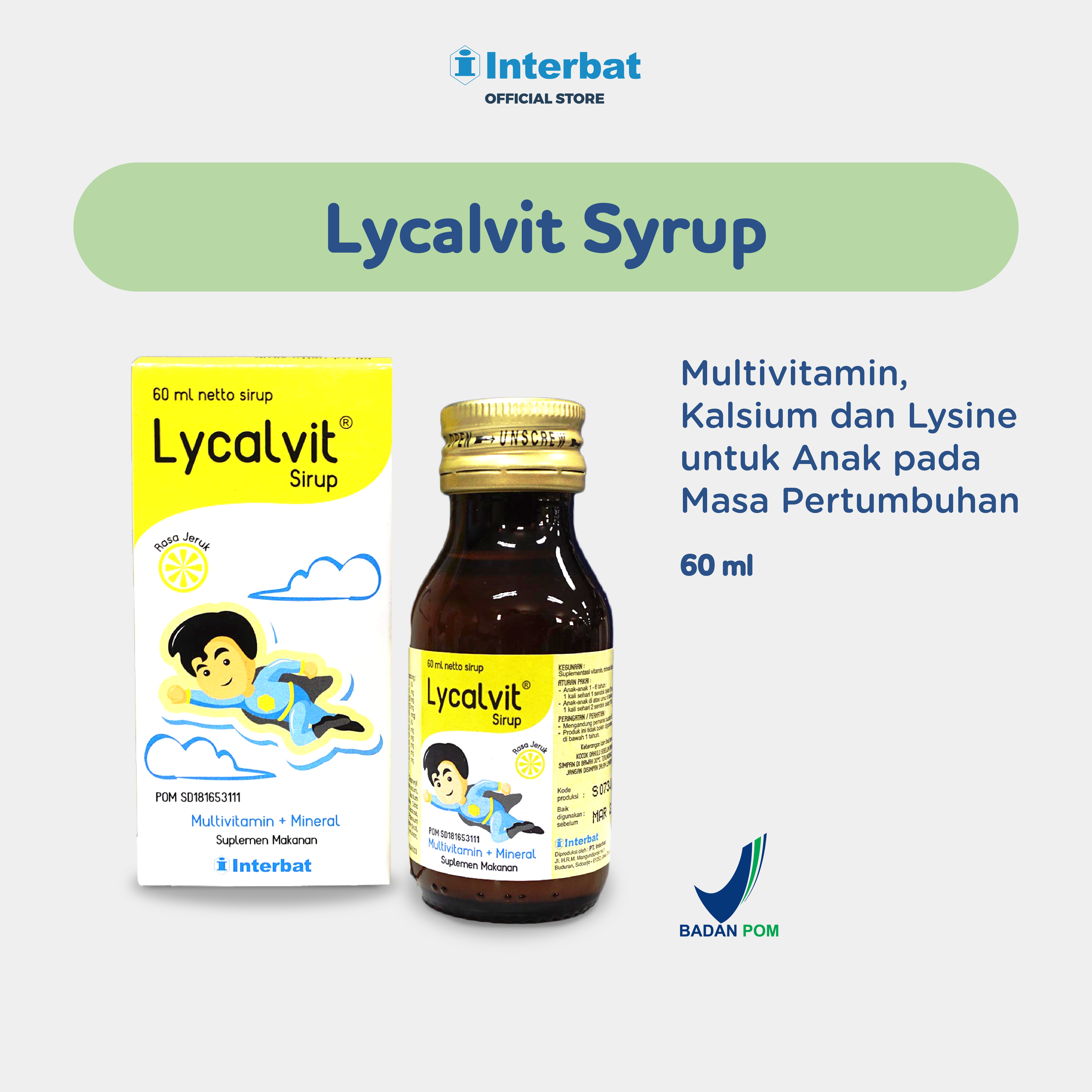 Lycalvit Syrup 60ml - Multivitamin, Kalsium dan Lysine untuk Anak pada ...