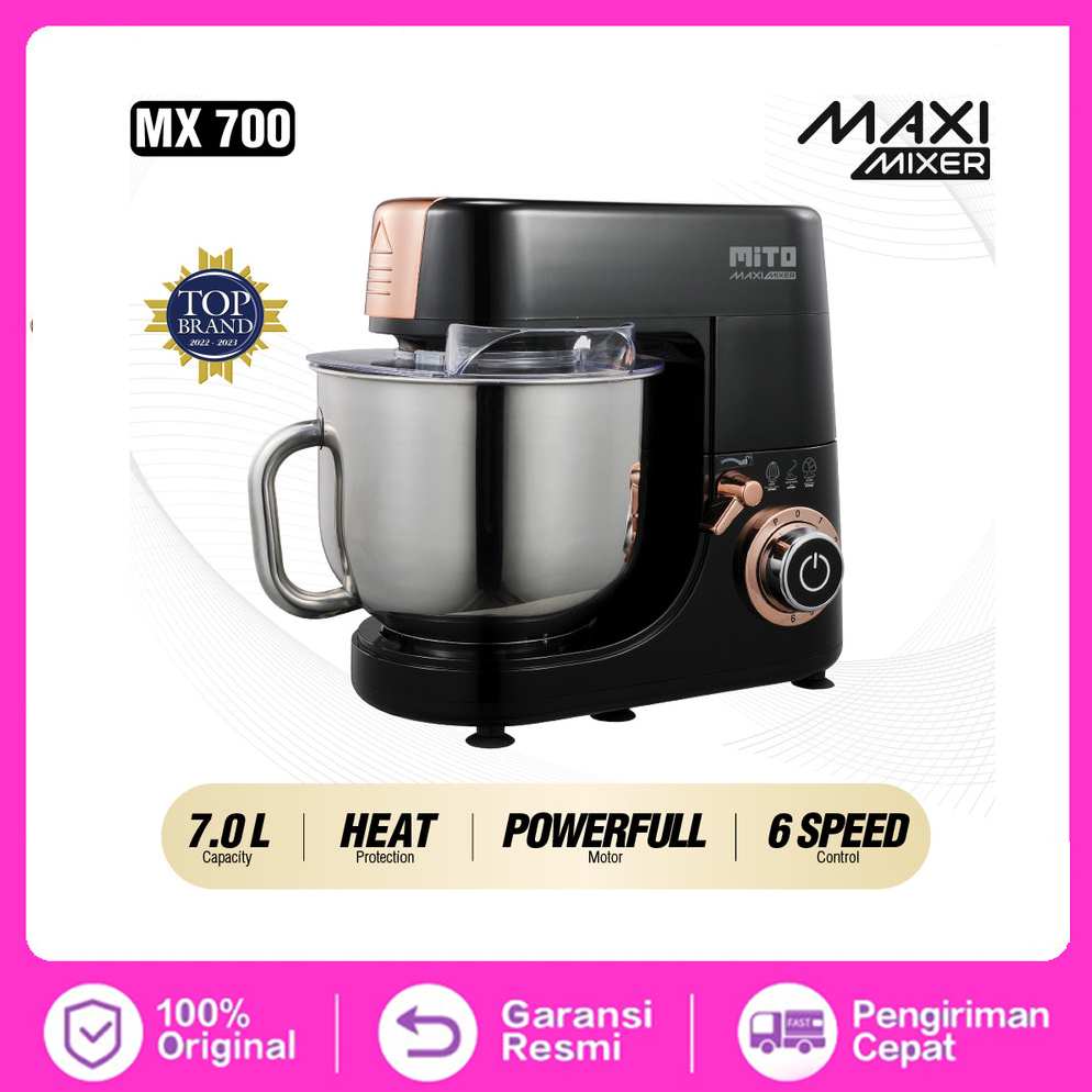 MITO Stand Mixer MX700 Pengaduk Adonan Kue 7L Maxi Mixer - Black ...