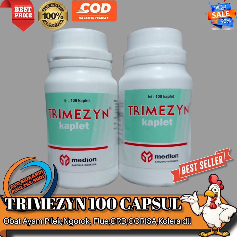 TRIMEZYN 100 Kapsul - Obat Pilek Ngorok,CRD Pulorum Ayam Pneumonia Babi ...