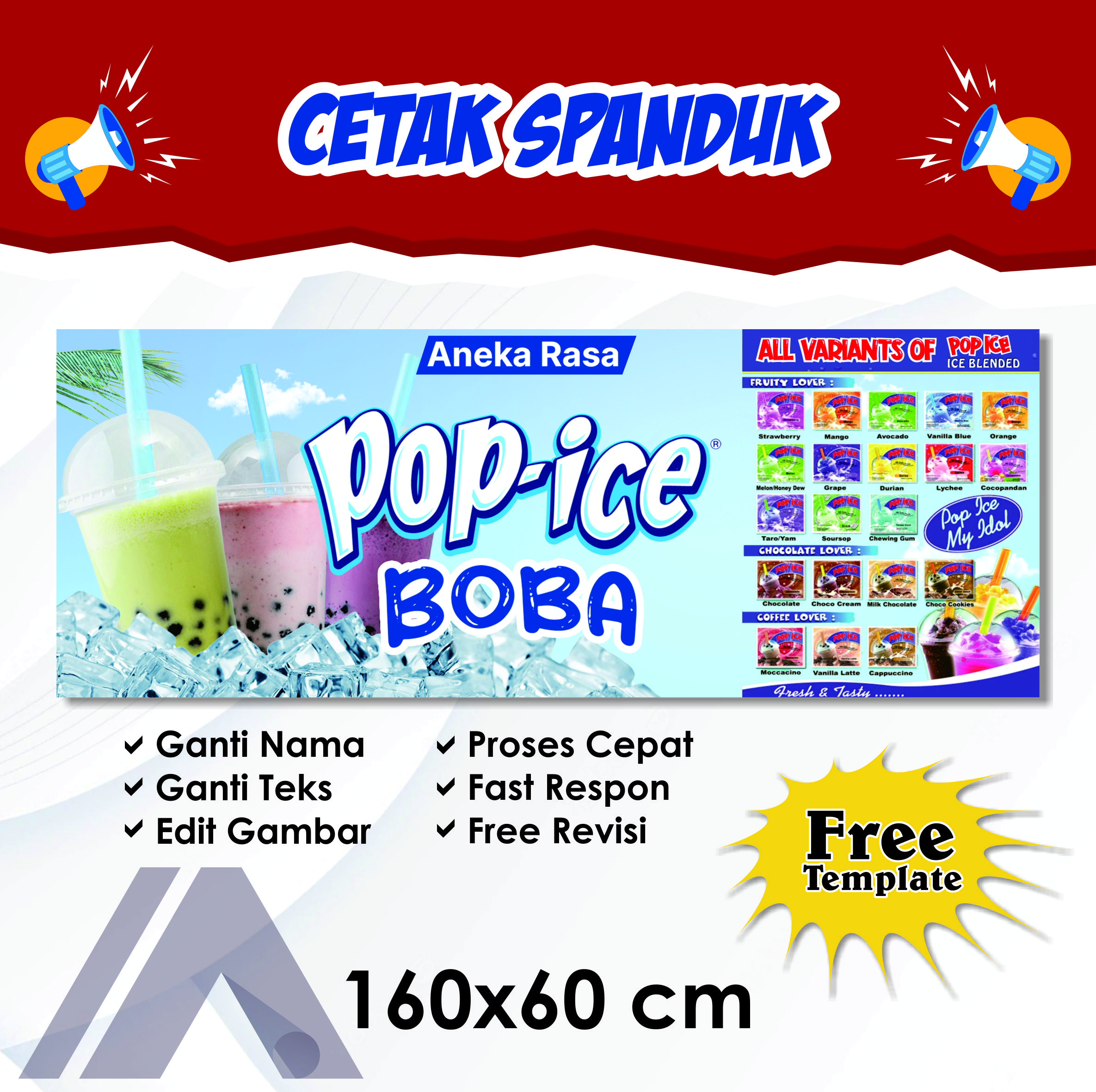 banner spanduk POP ICE BOBA 60X160 CM | Lazada Indonesia