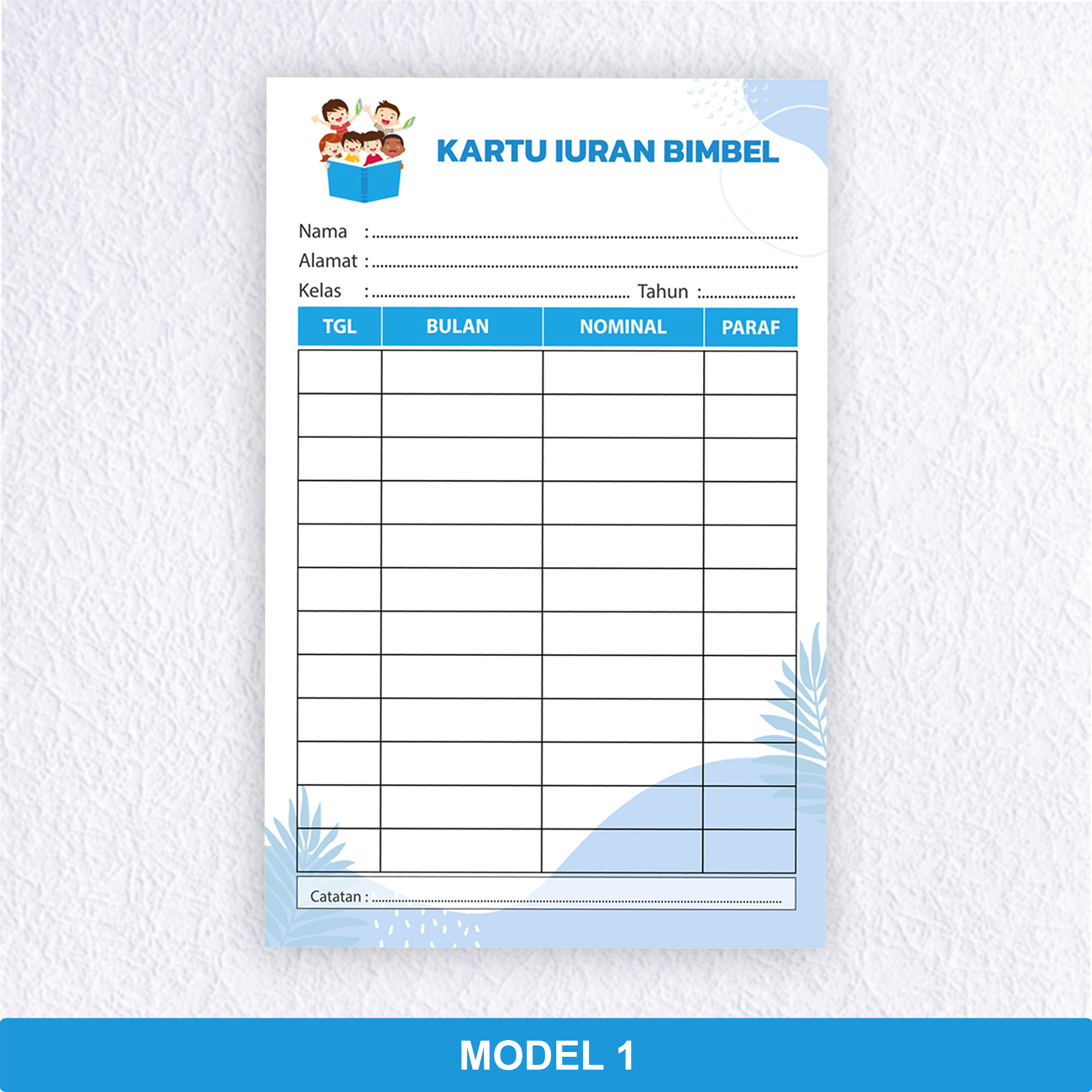 (Isi 50 PCS) Kartu Pembayaran Iuran Bimbel / Bimbingan Belajar / Les ...