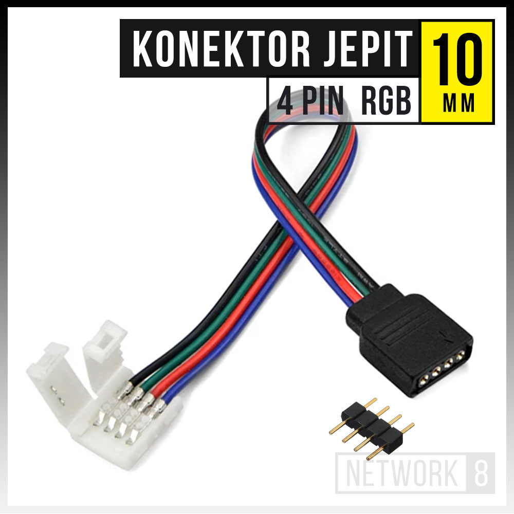 KONEKTOR ADAPTER KABEL KEPALA JEPIT LED STRIP 4 PIN JALUR SISIR KAKI ...