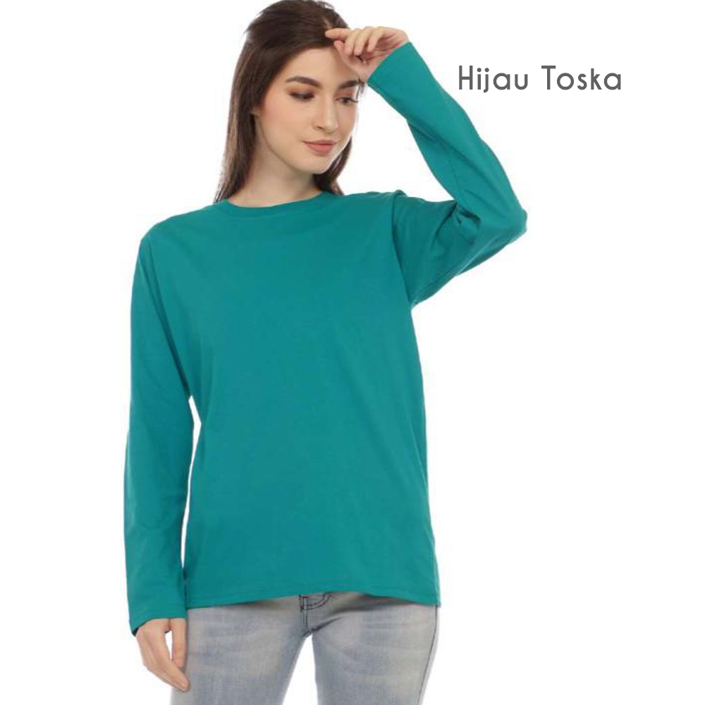 Kaos Polos Langsung Dari Pabrik Tangan Panjang Katun Murah Warna Hijau Tosca | Lazada Indonesia