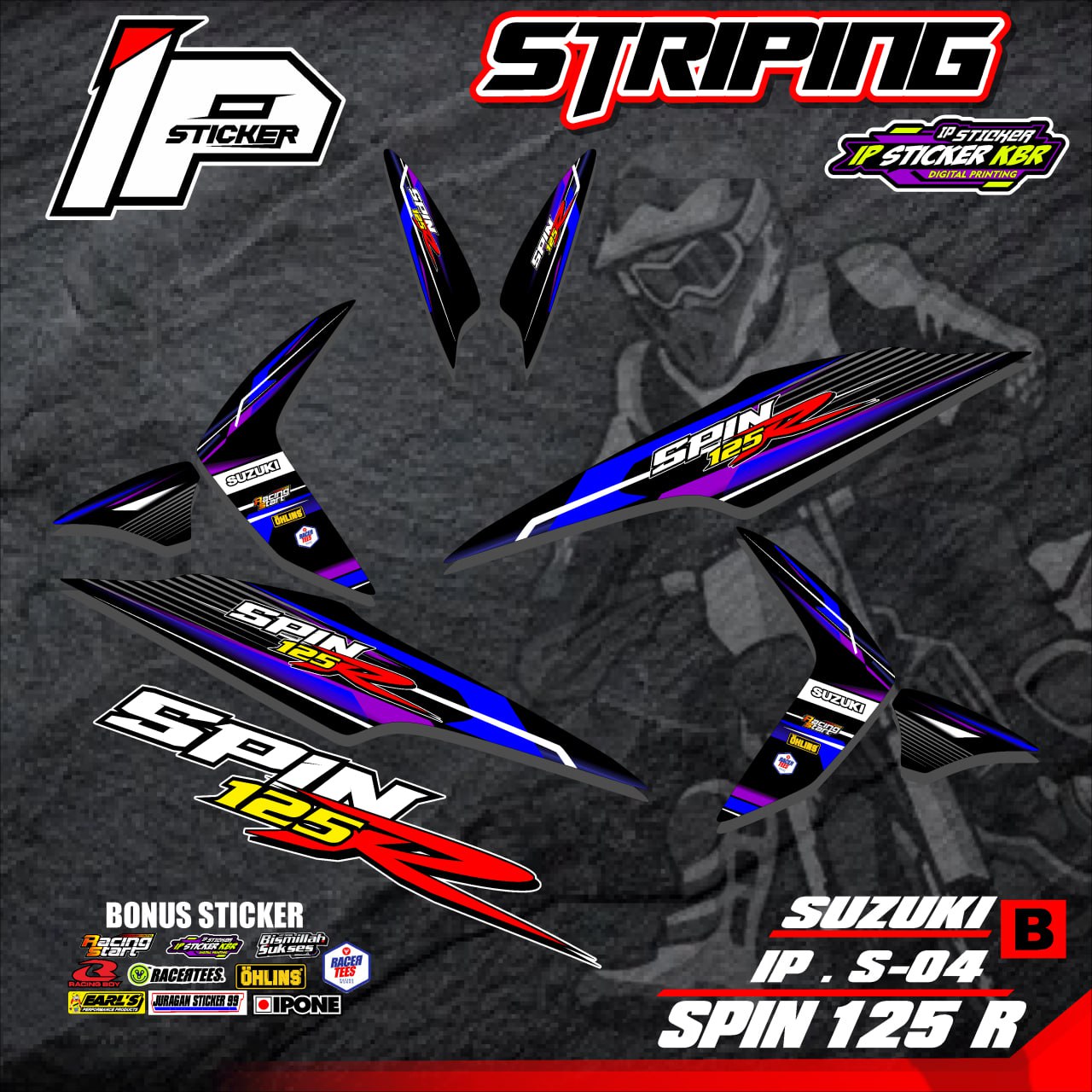 (cod) striping SPIN 125 R - sticker striping variasi list suzuki SPIN ...