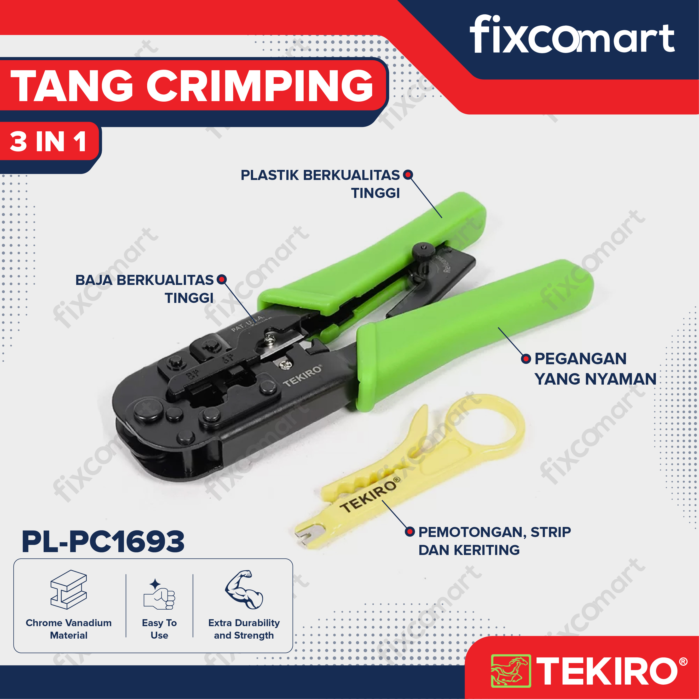 Tekiro Tang Crimping 3 In 1 / Tang RJ45 | Lazada Indonesia
