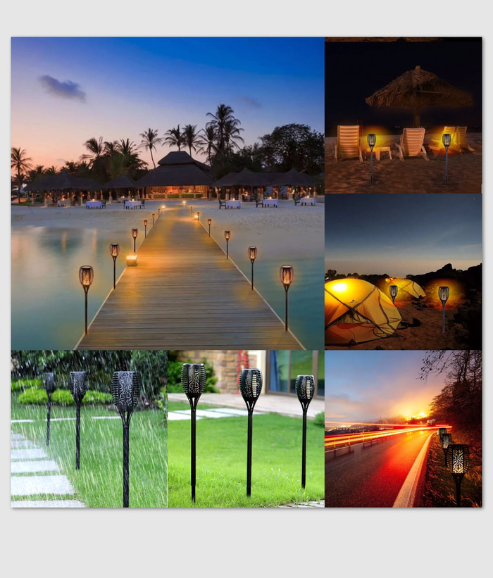 Lamp taman obor api led solar cell dekorasi lampu taman 6006 | Lazada ...