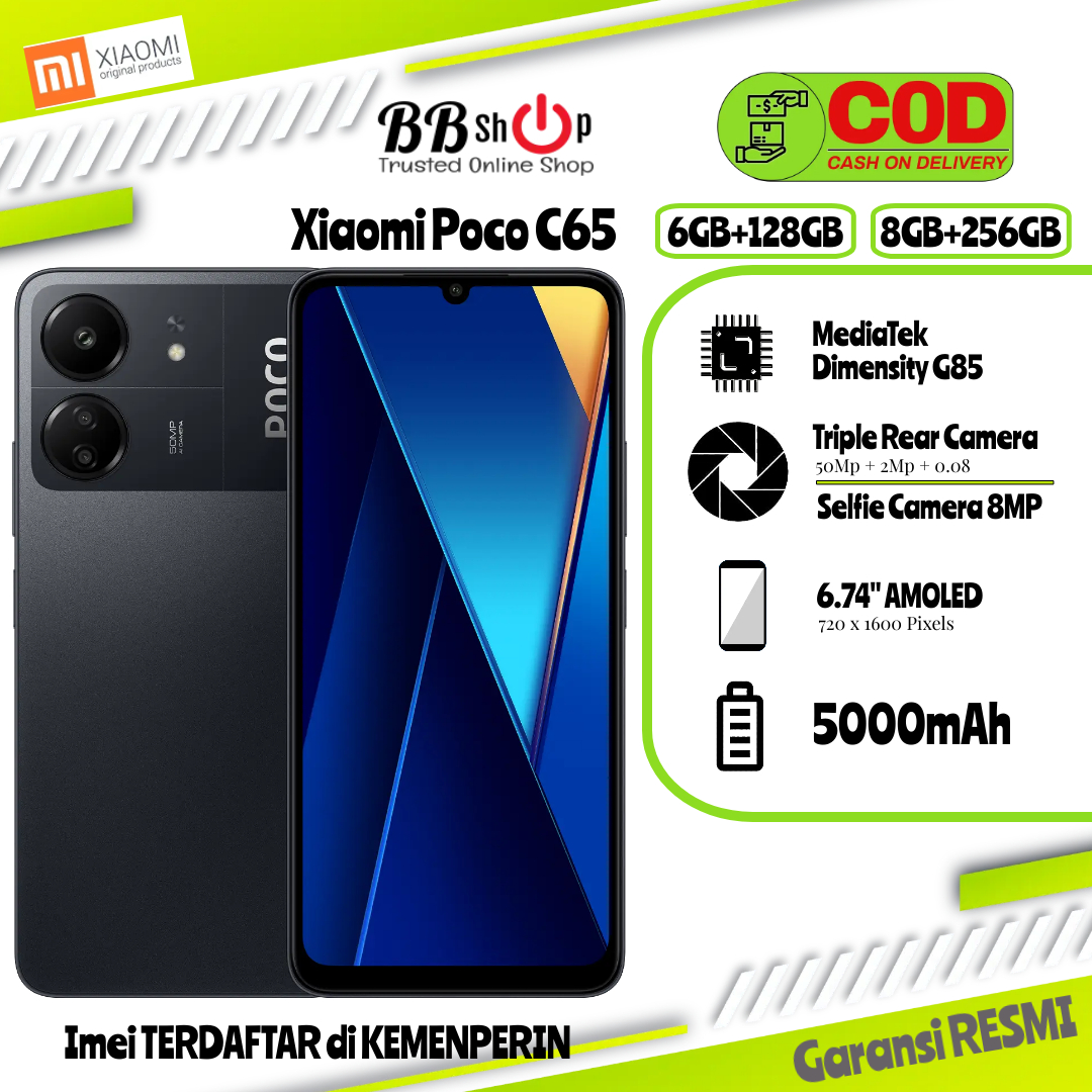 Xiaomi Poco C65 [6GB+128GB] [8GB+256GB] Garansi resmi 1 Tahun, Display Type IPS LCD, Size 6.74 ...
