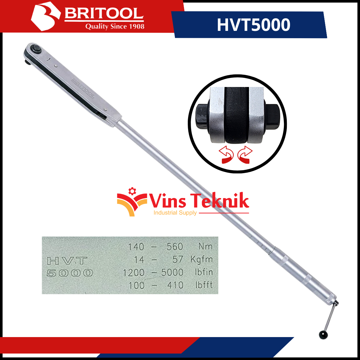 Kunci momen kunci torsi 3/4inch torque wrench HVT5000 BRITOOL HVT 5000 ...