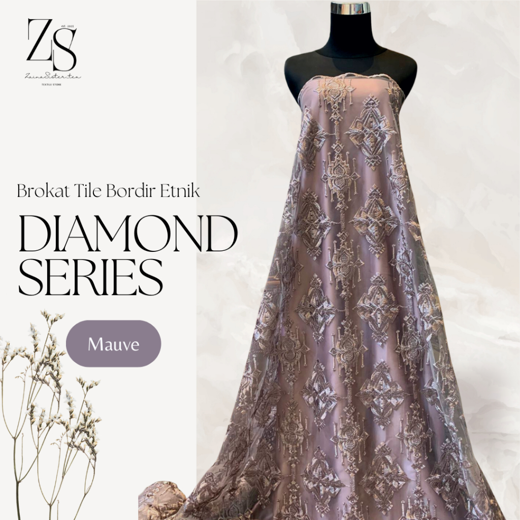 Bahan Kain Brokat Brukat Tile Bordir Etnik Mewah Diamond Series Warna ...
