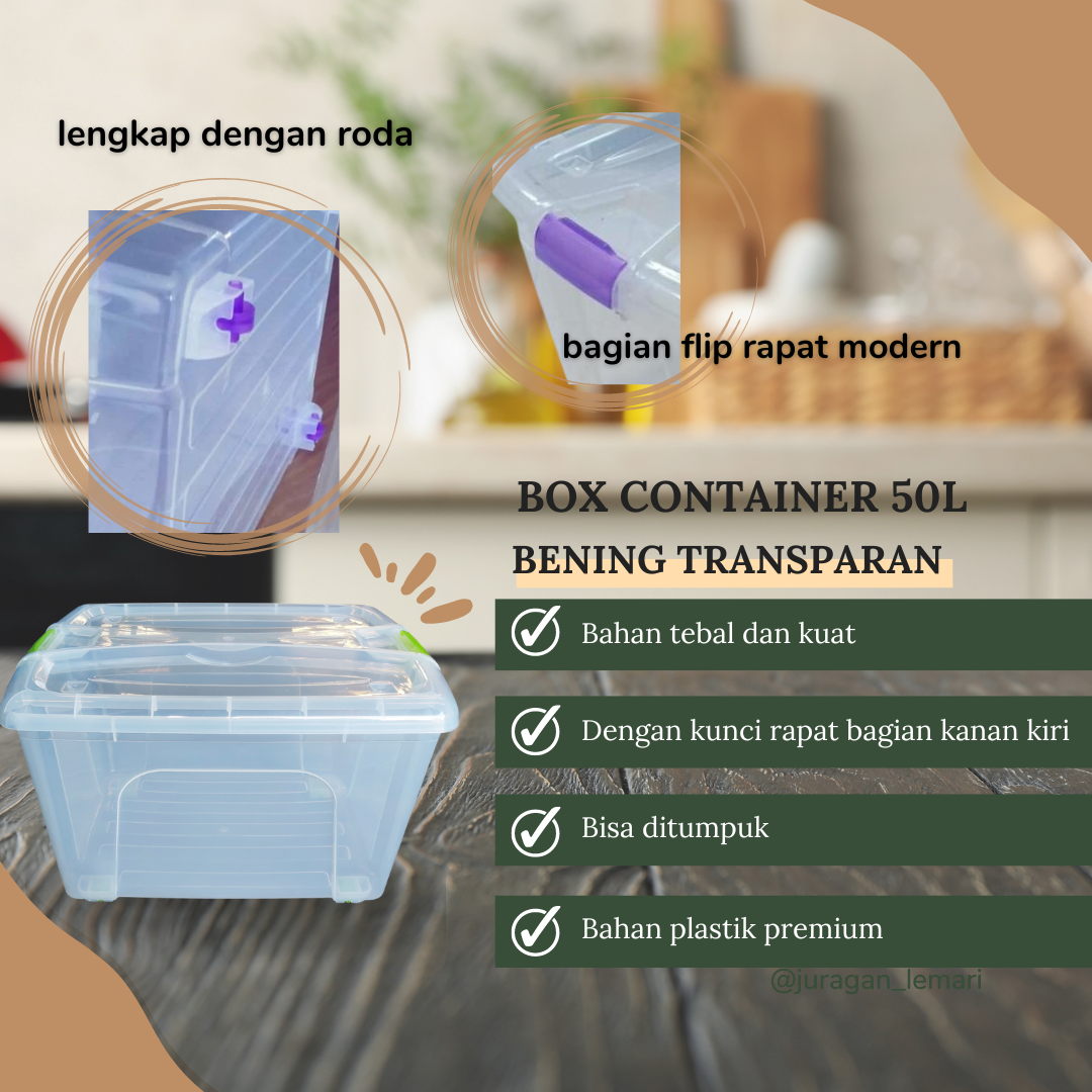 BOX CONTAINER BENING SERBAGUNA UKURAN 50 LITER KUAT AWET DAN TIDAK ...