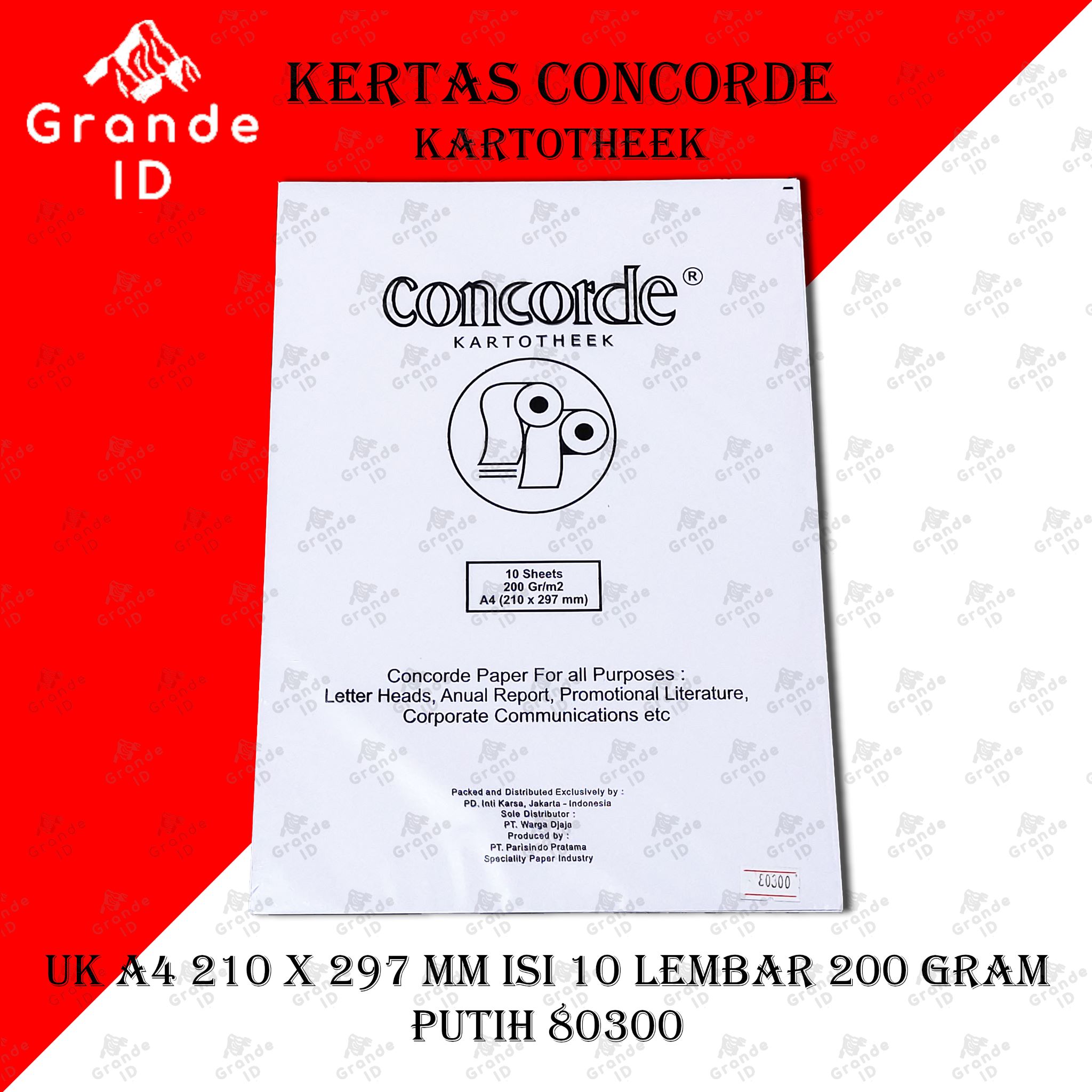 KERTAS CONCORDE 200 GRAM UKURAN A4 ISI 10 LEMBAR KARTOTHEEK | Lazada ...