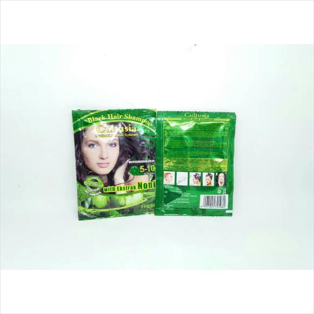 Cultusia Black Hair Shampoo With Extract Noni (sachet) / Cat Rambut ...