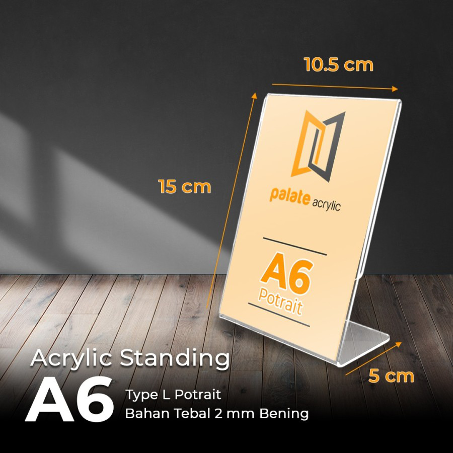 Akrilik Tipe L ukuran A6 / Akrilik Tempat / Stand QR Code / Nomor Meja ...