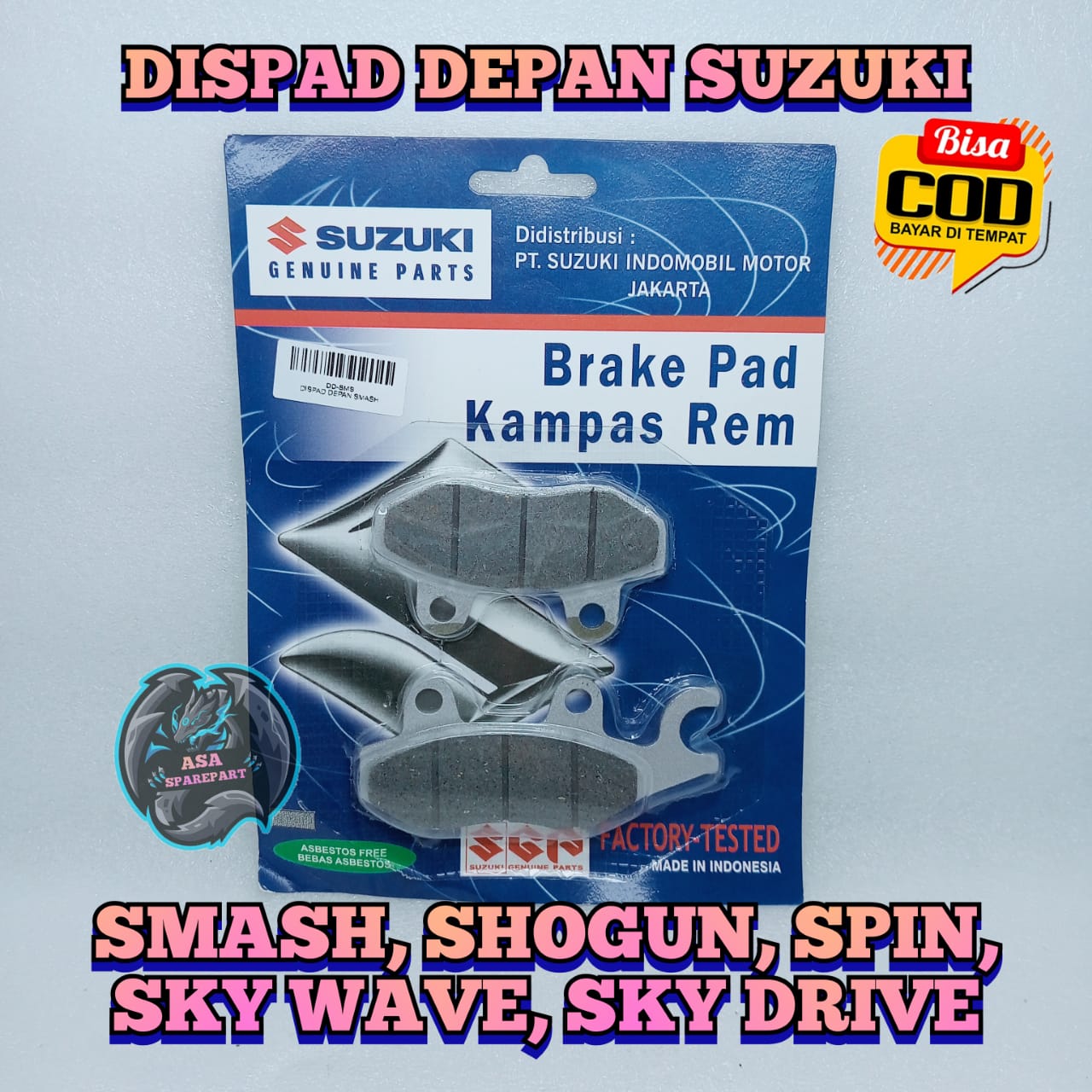 DISPAD DEPAN SUZUKI KUALITAS ASLI ORIGINAL UNTUK MOTOR SMASH, SHOGUN ...