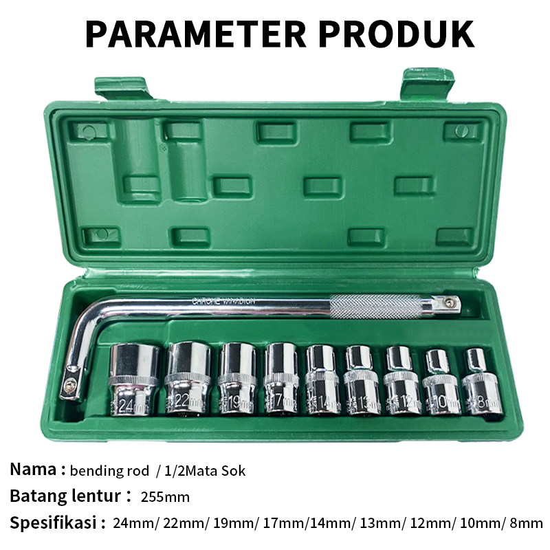 ISKU Kunci Shock Set 10pcs 8-24mm/Socket Kunci Set Motor/Socket Wrench ...