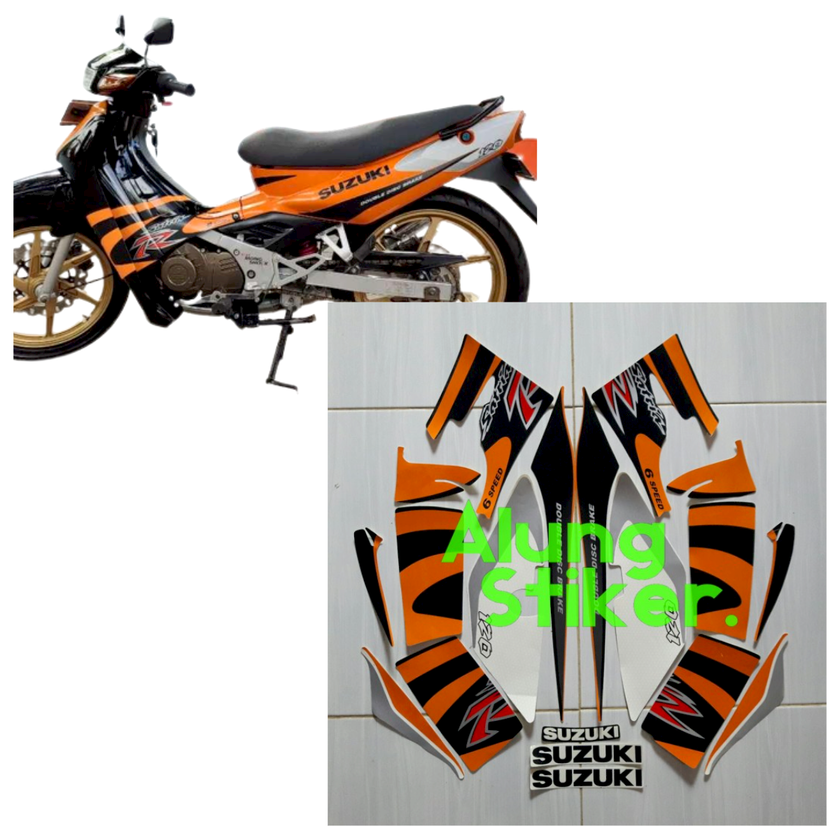 STIKER STRIPING LIS LES BODY MOTOR SUZUKI SATRIA 120R TAHUN 2002 WARNA ...