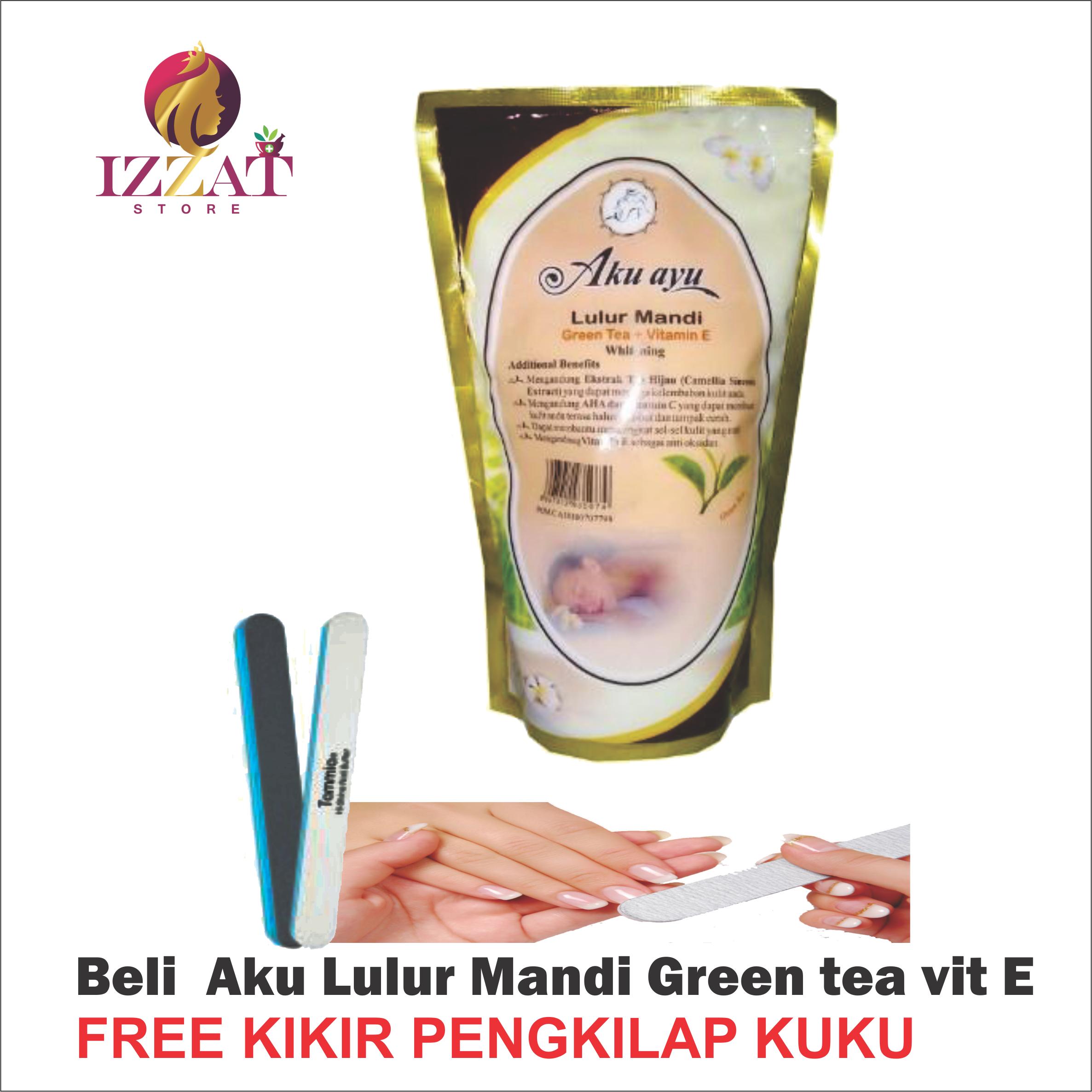 Aku Ayu Lulur mandi Green tea dan VIT E FREE pengkilap kuku / Aku ayu ...