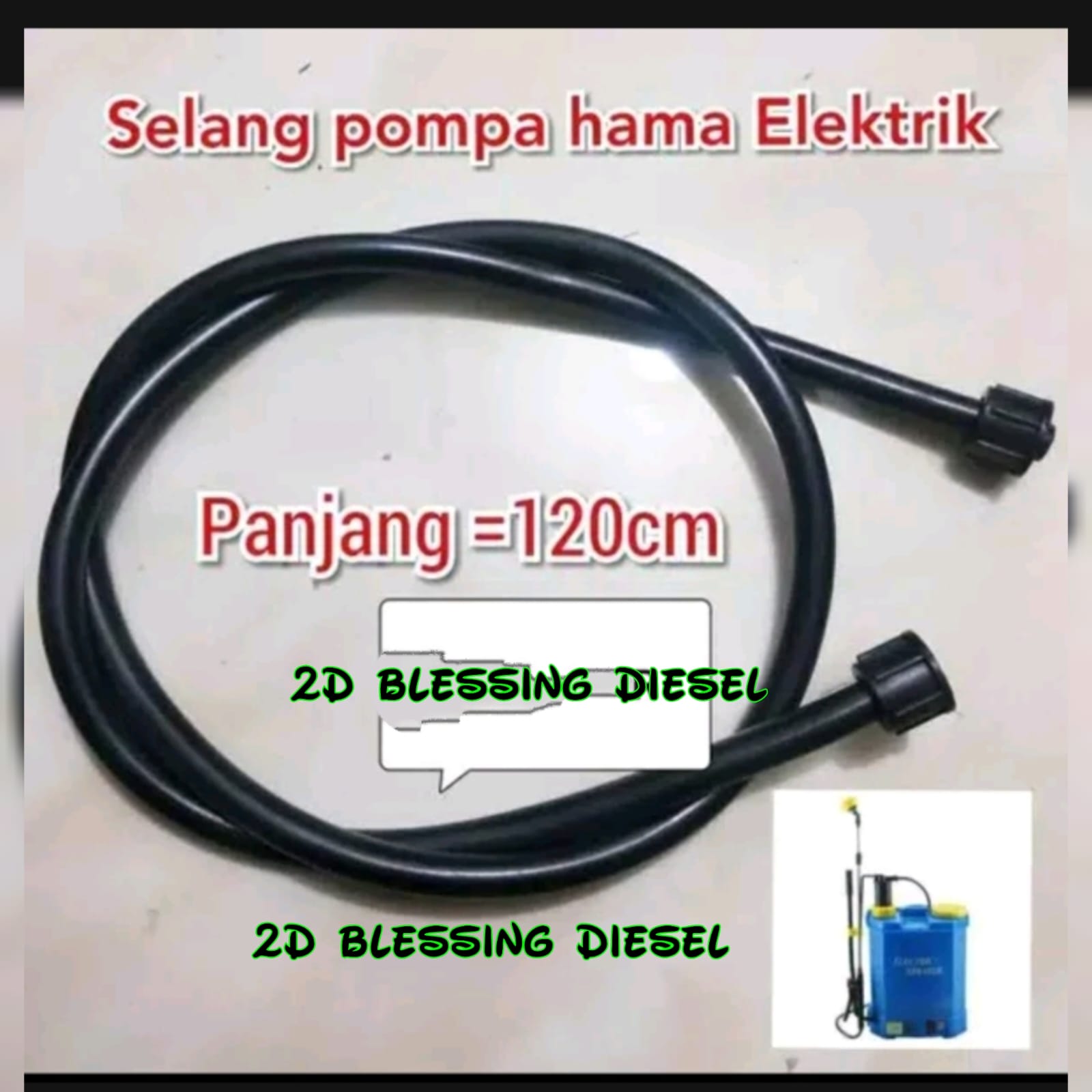 Selang Stik Pompa Semprot Hama Elektrik 12V CBA pressure Hose Hitam ...