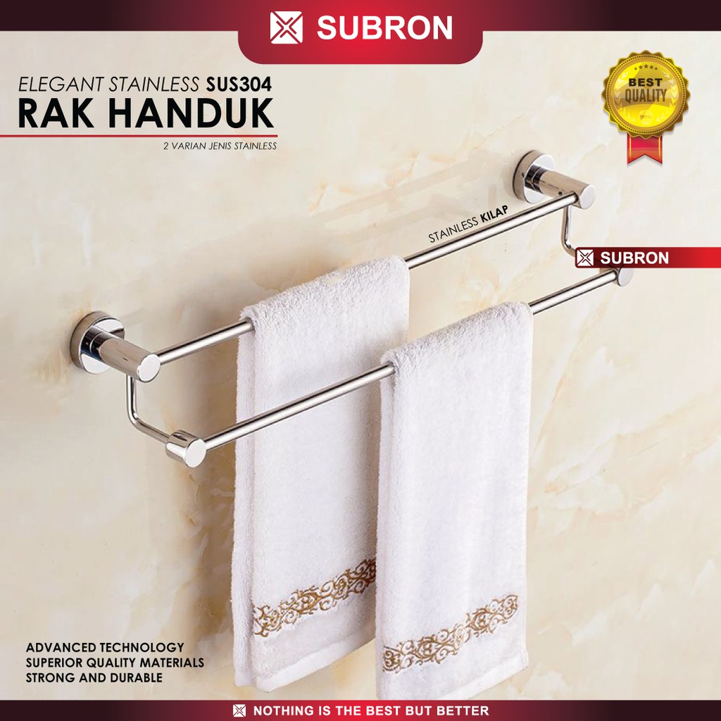 SUBRON SUS304 Rak Handuk Stainless Kilap Doff Anti Karat 2 Bar 60cm ...