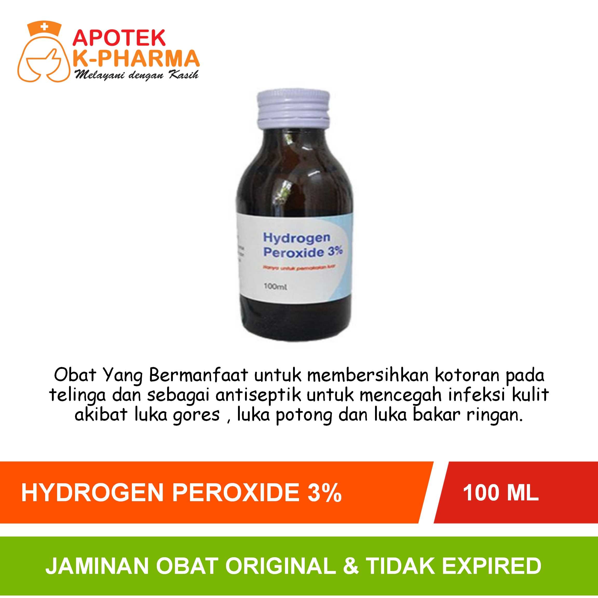 Hydrogen Peroxide 3% + Pipet Tetes Isi 100ml Obat Original | Lazada ...