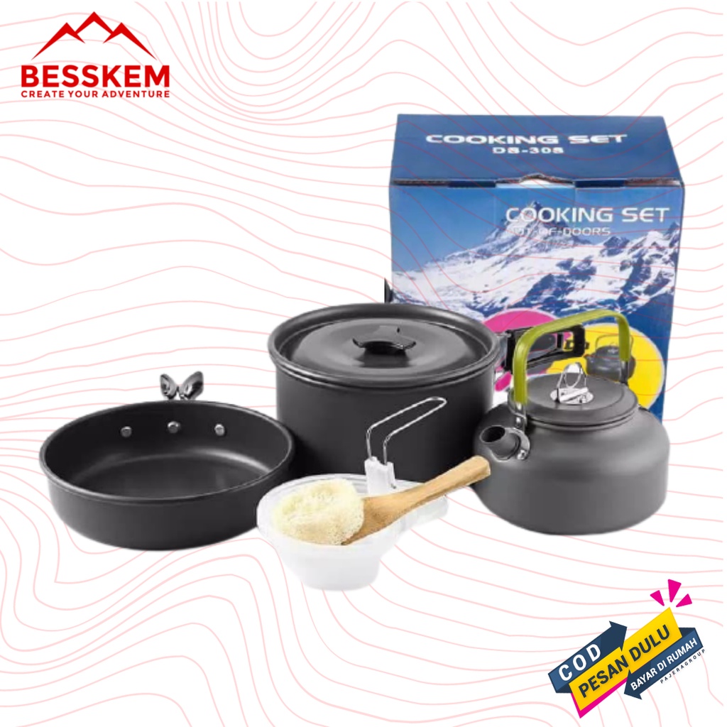 Cooking Set Nesting Gunung Outdoor Alat Masak Camping DS 308 Teko ...