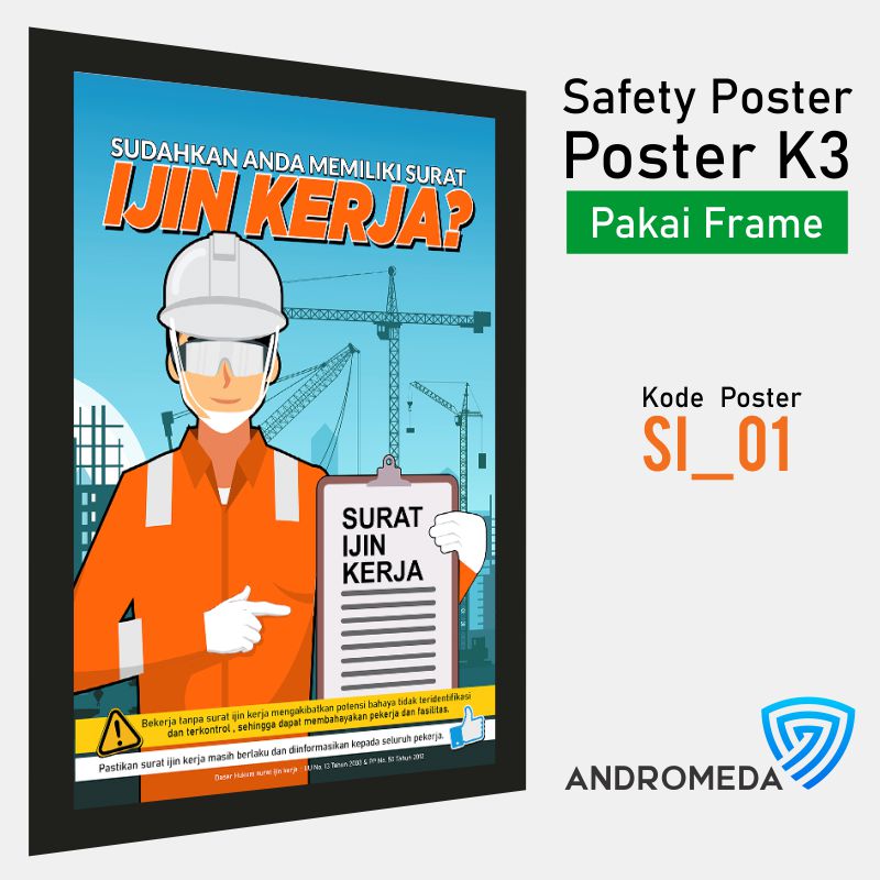 Safety Poster K3 : Ijin Kerja Work Permit Project +Frame | Lazada Indonesia