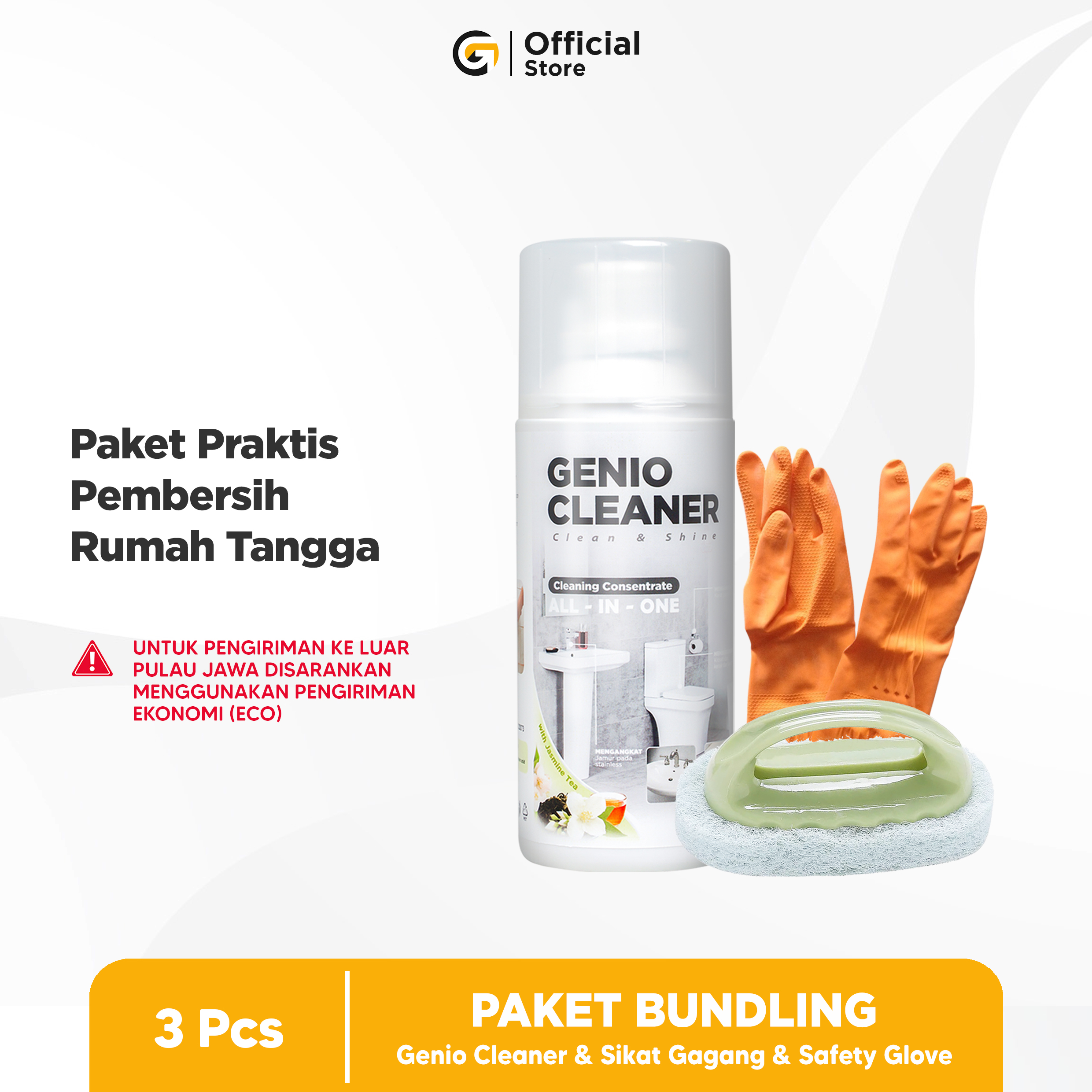 PAKET BUNDLING Genio Cleaner & Sikat Gagang & Safety Glove - Pembersih ...