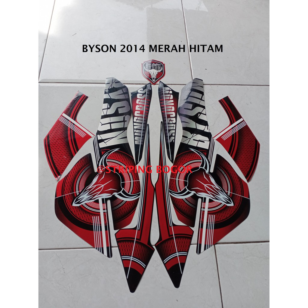 Stiker sticker Striping Lis Motor Yamaha Byson 2014 Warna Merah Hitam ...