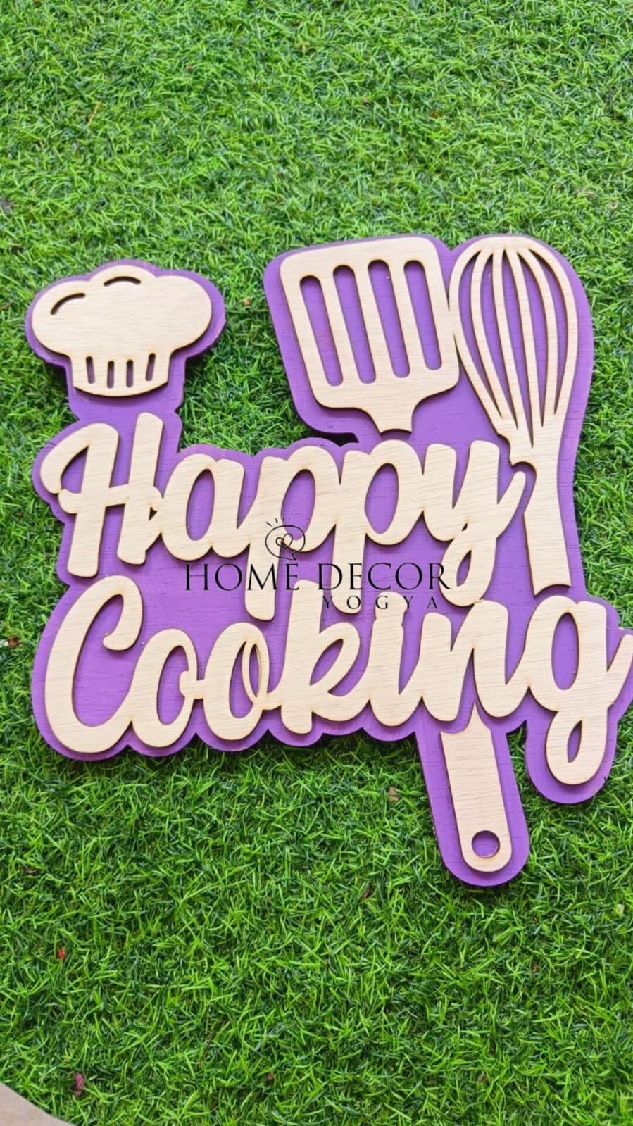 Hiasan dinding SPATULA HAPPY COOKING Sign kayu - Pajangan walldecor ...