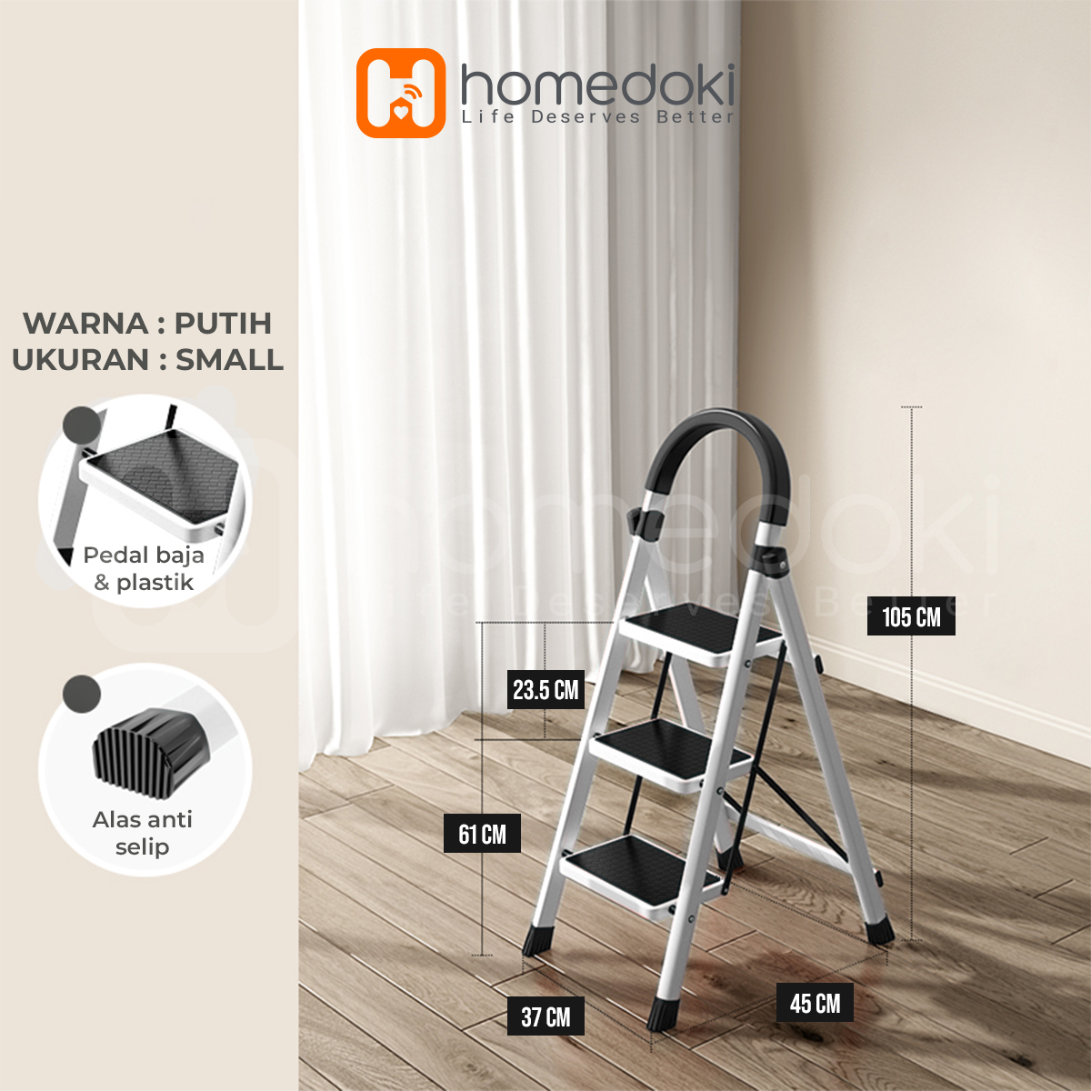 Homedoki Tangga Rumah Lipat Tangga Besi Lipat 3/4 Step Household Steel ...
